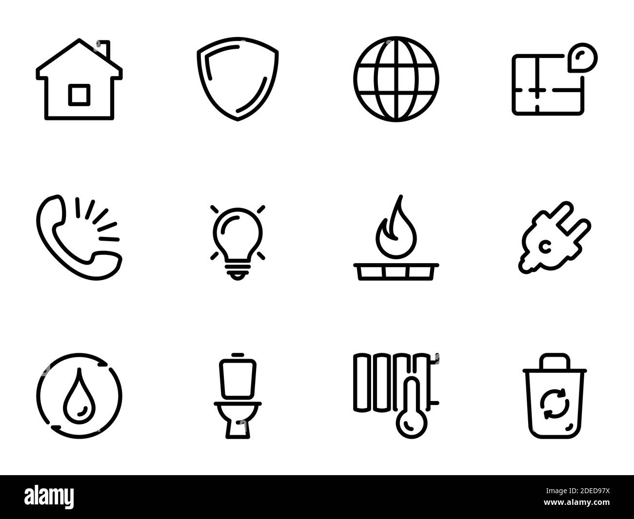 Set of black vector icons, isolated on white background, on theme ...