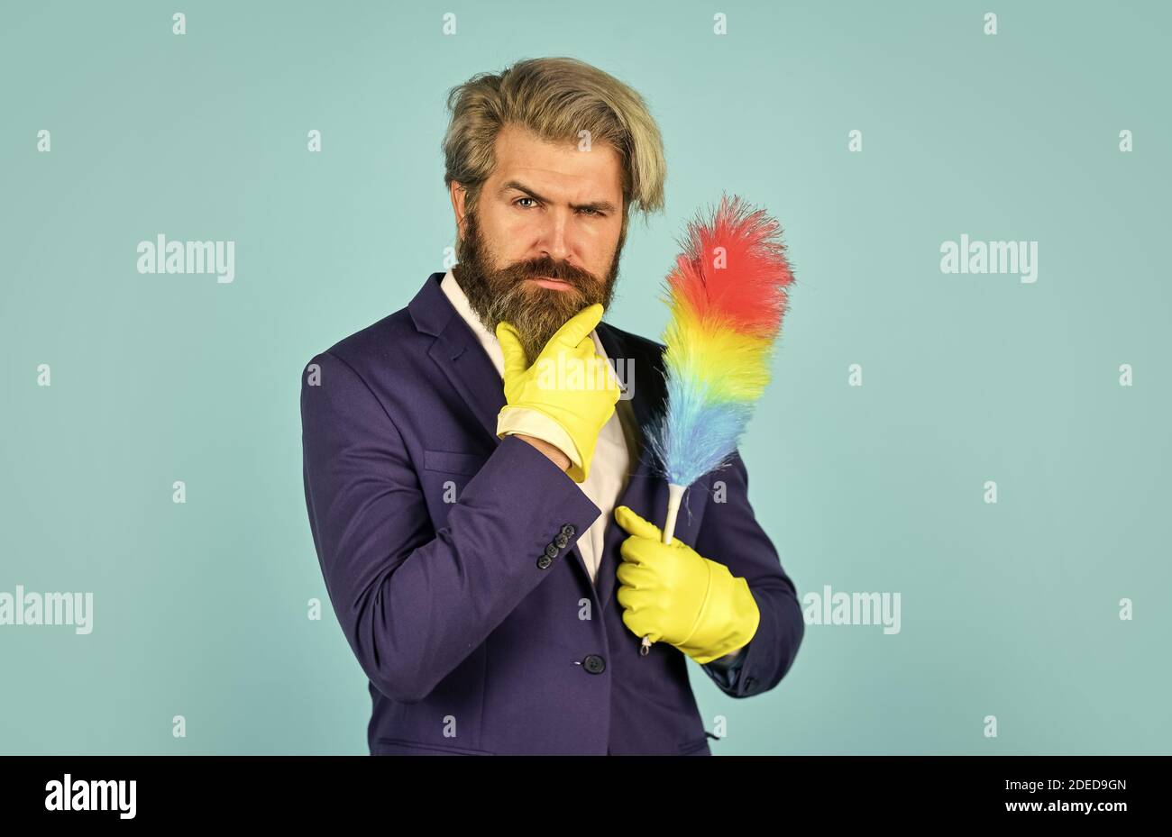 Clear reputation. Hipster hold cleaning tool. Cleaning concept. Office ...