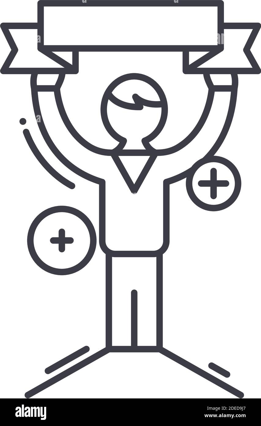 Goal achieving icon, linear isolated illustration, thin line vector ...