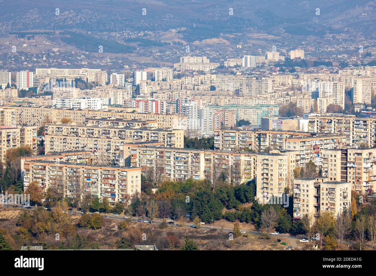 Tbilisi, Georgia - 28 November, 2020: View of the residential areas of ...