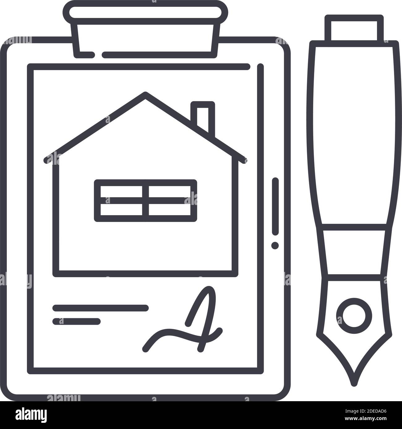 Housing contract icon, linear isolated illustration, thin line vector ...