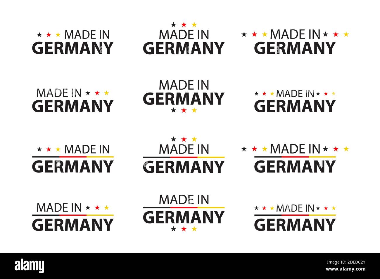 Vector set of German symbols with flags isolated on a white background ...