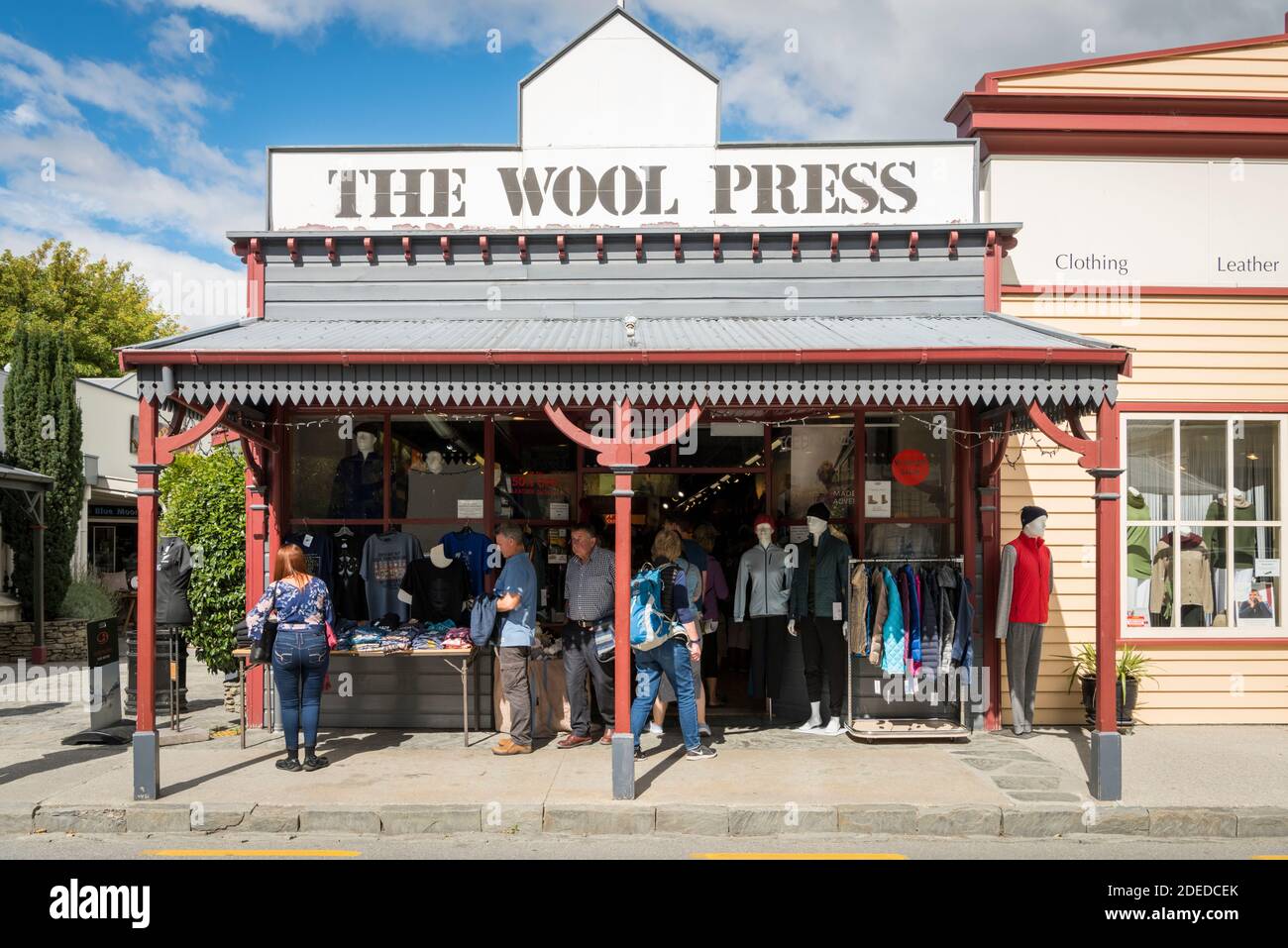The Woolpress shop in a row of shops and retail outets in old ...