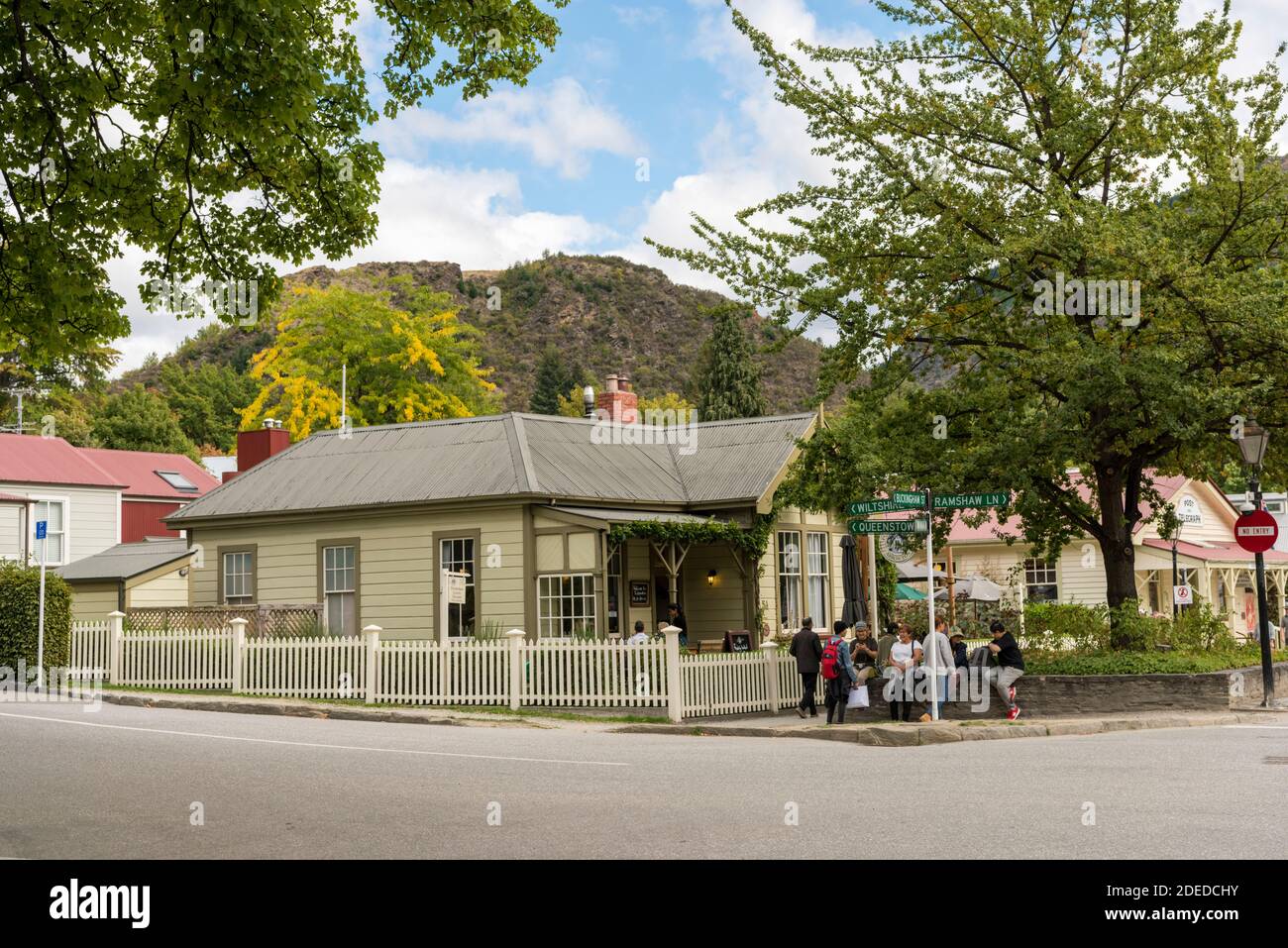 The Postmaster Cafe and restaurant in Arrowtown New Zealand Stock Photo ...