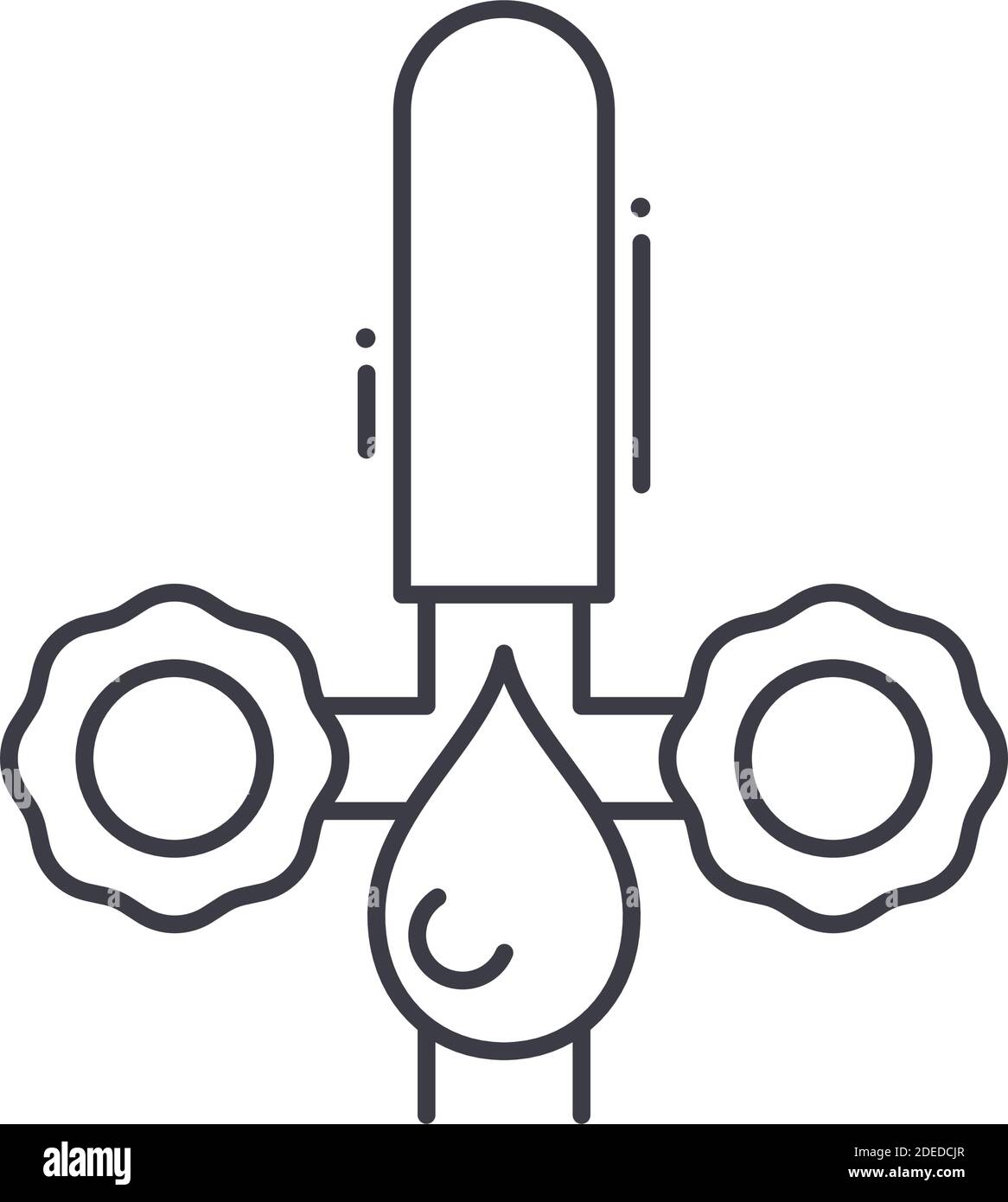 Hot and cold water taps icon, linear isolated illustration, thin line ...