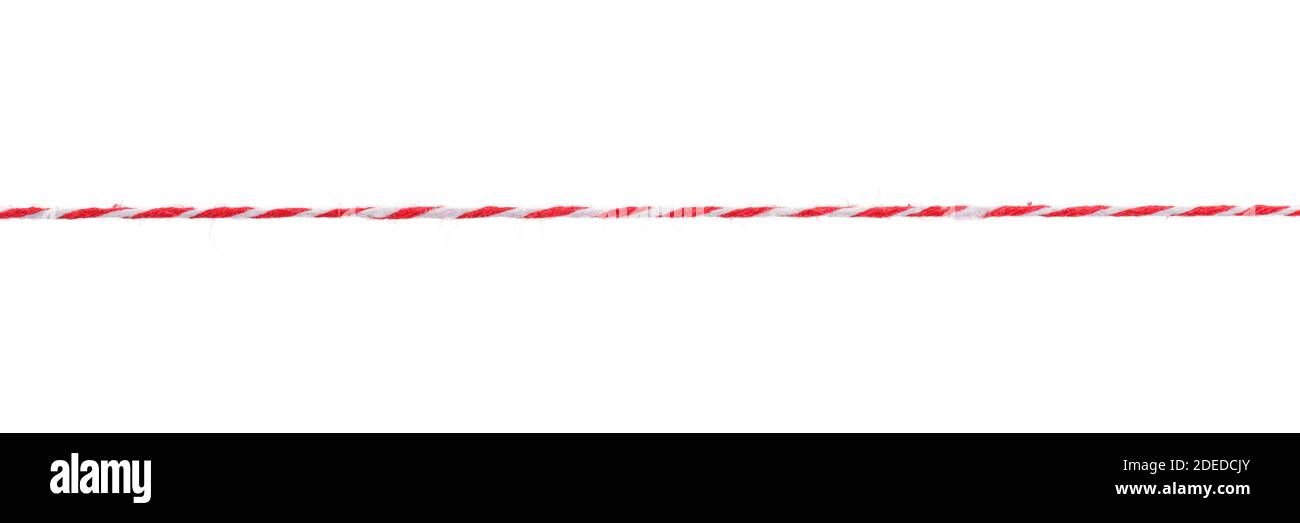 Long straight red and white twisted rope isolated on white Stock Photo ...