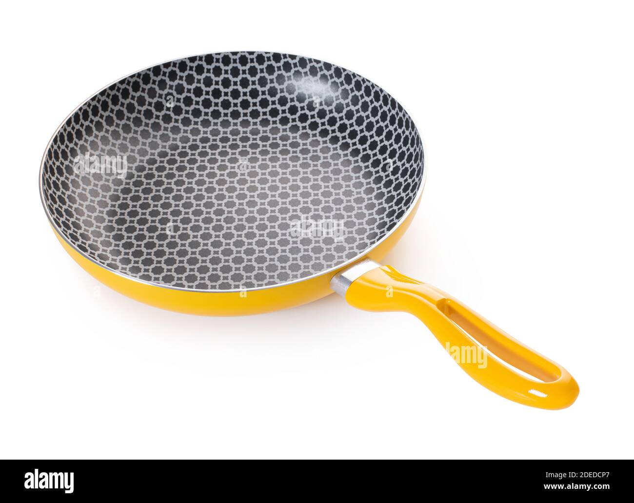 new yellow frying pan on white isolated background Stock Photo - Alamy
