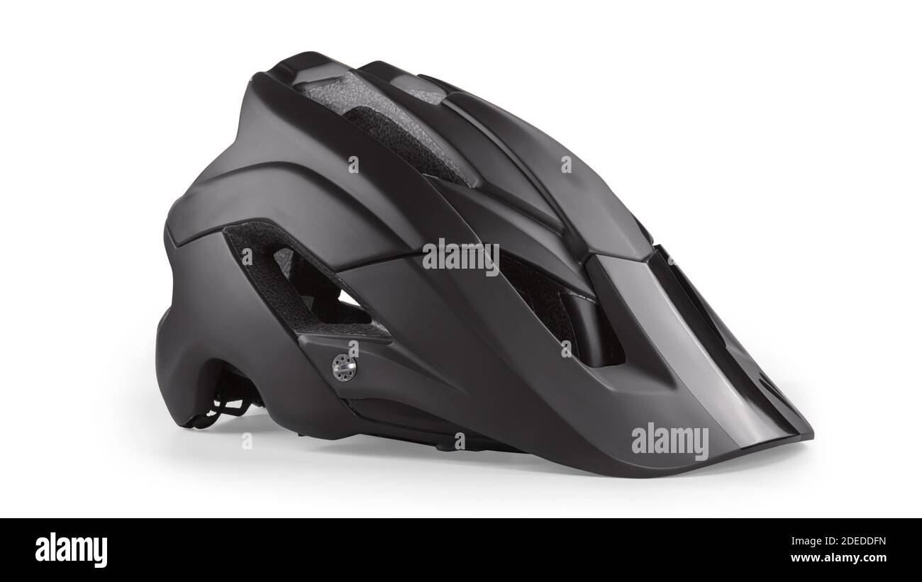Black bicycle helmet. Isolated on white, clipping path included Stock ...
