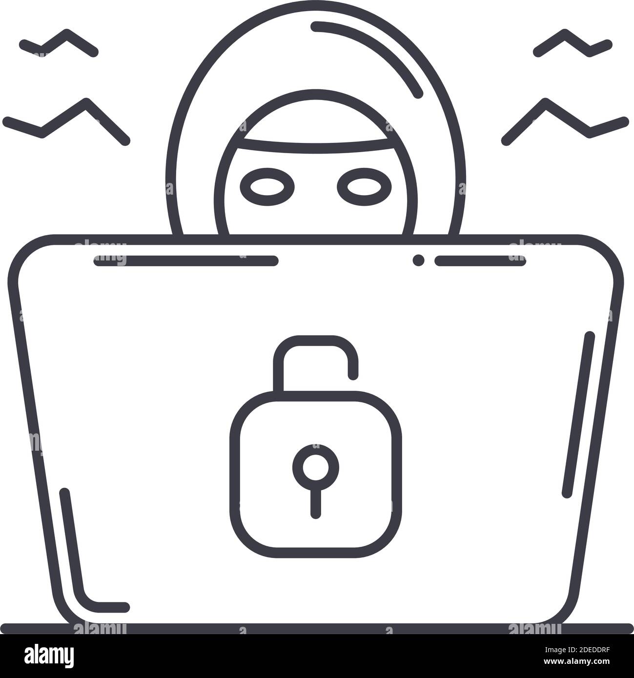 Hacker attack icon, linear isolated illustration, thin line vector, web design sign, outline ...