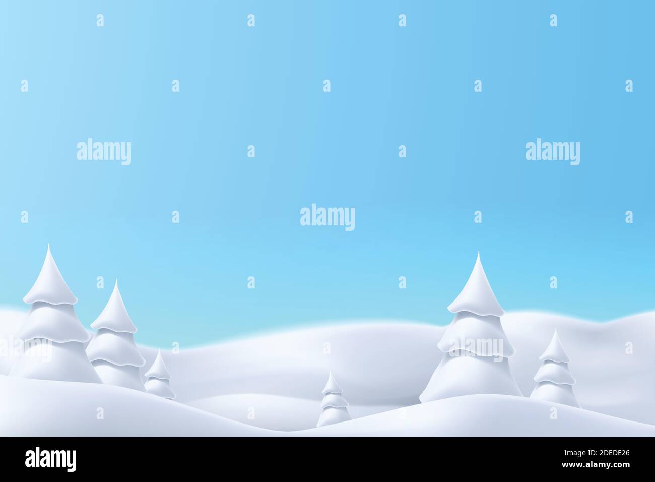 realistic snowy hills with trees bright day Stock Vector Image & Art ...