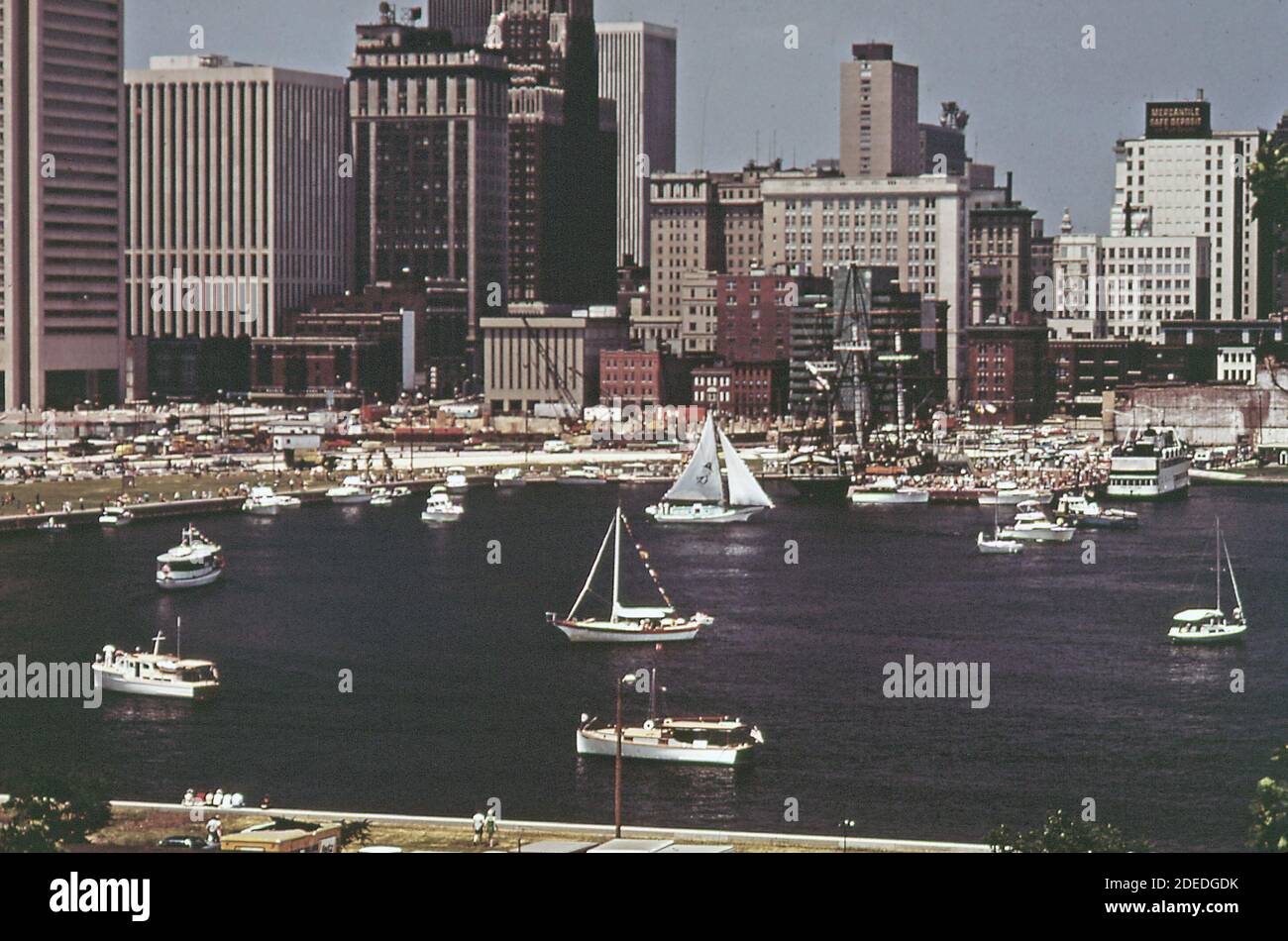 On a warm sunday afternoon; Baltimore's harbor is festive with many ...