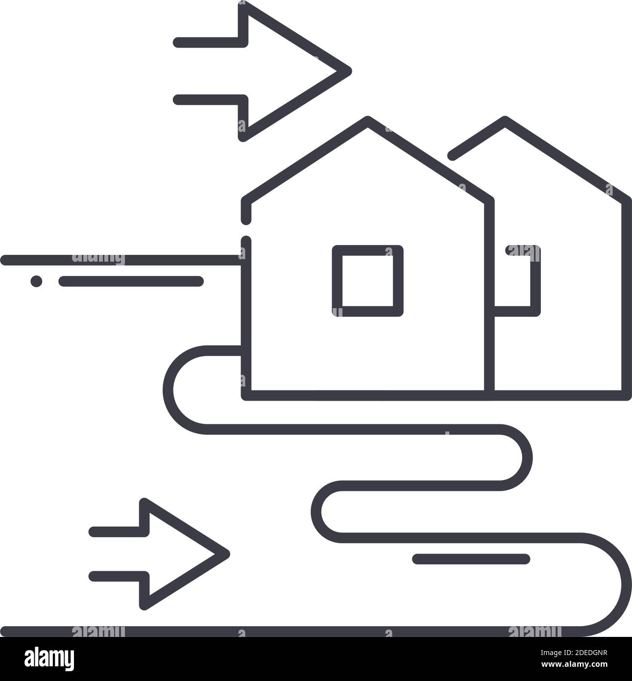 Home disaster icon, linear isolated illustration, thin line vector, web ...