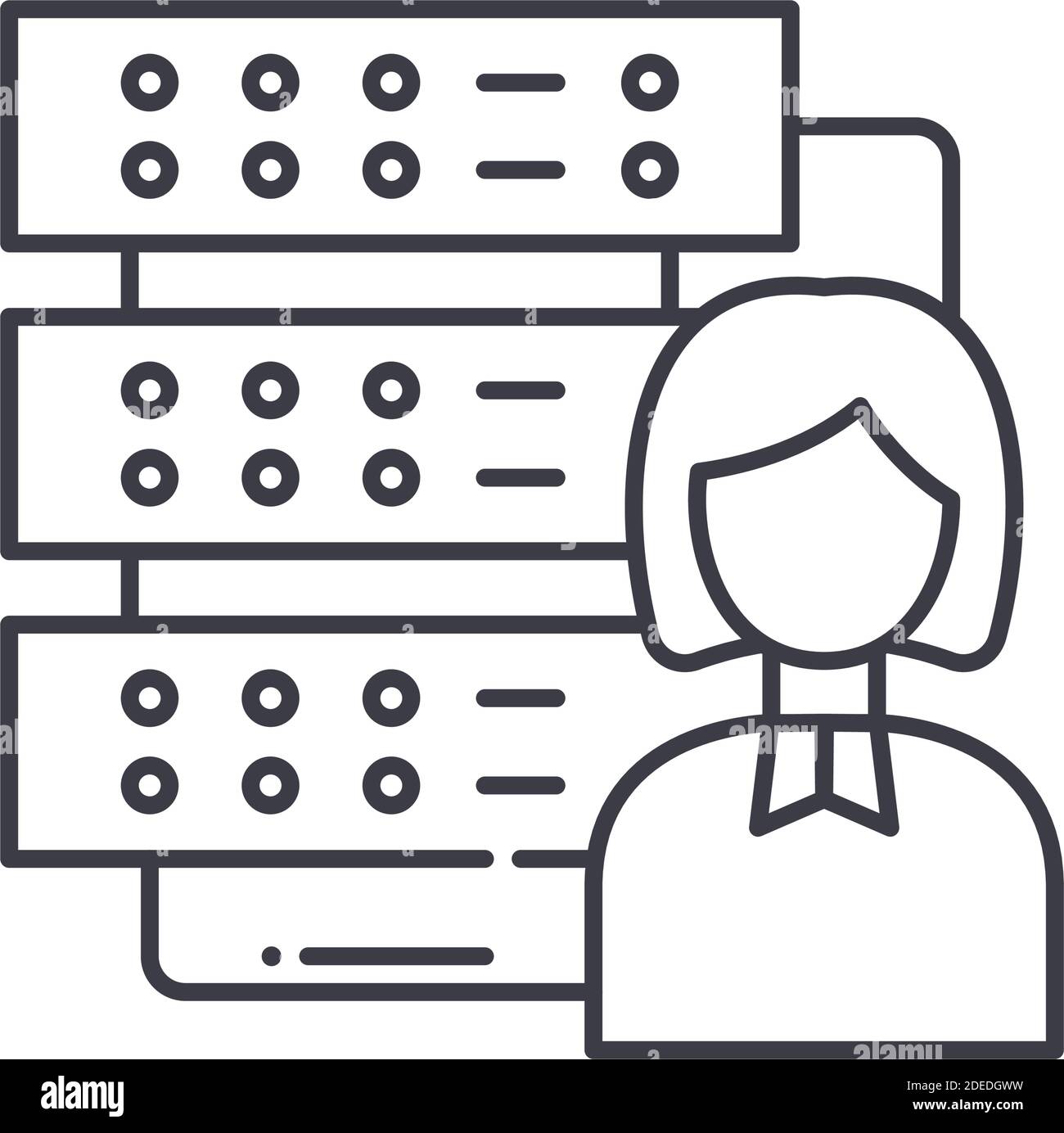 Human resources database icon, linear isolated illustration, thin line ...