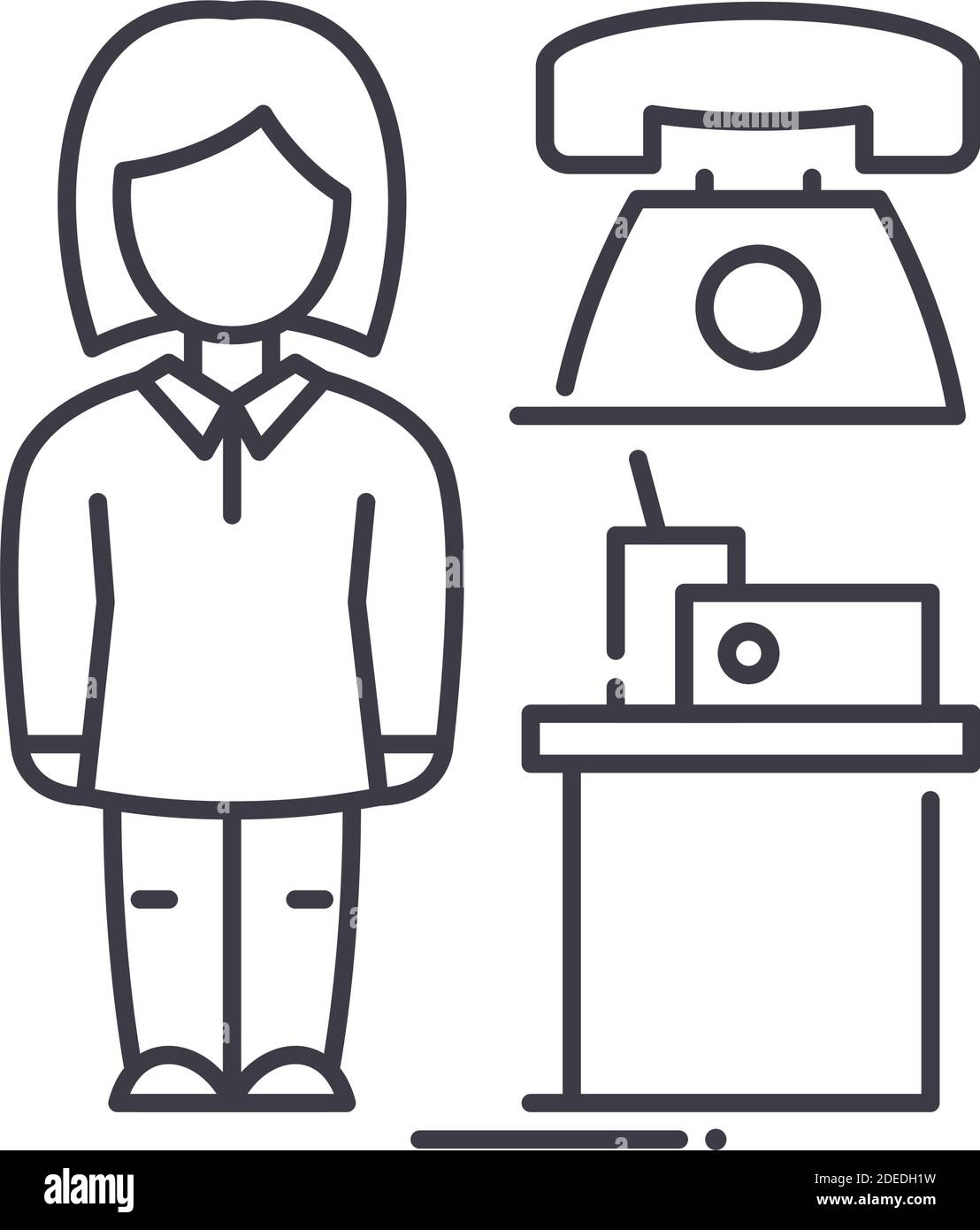 Hotel receptionist icon, linear isolated illustration, thin line vector ...