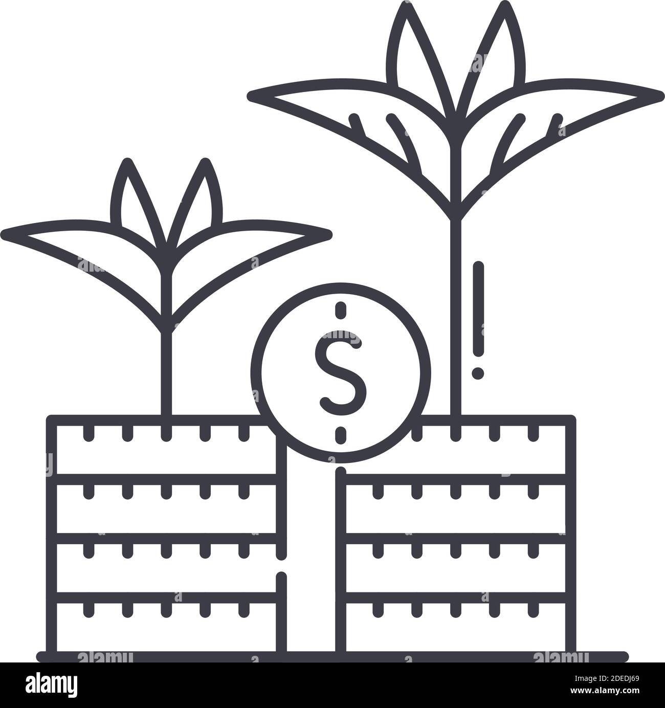 Growing business icon, linear isolated illustration, thin line vector ...