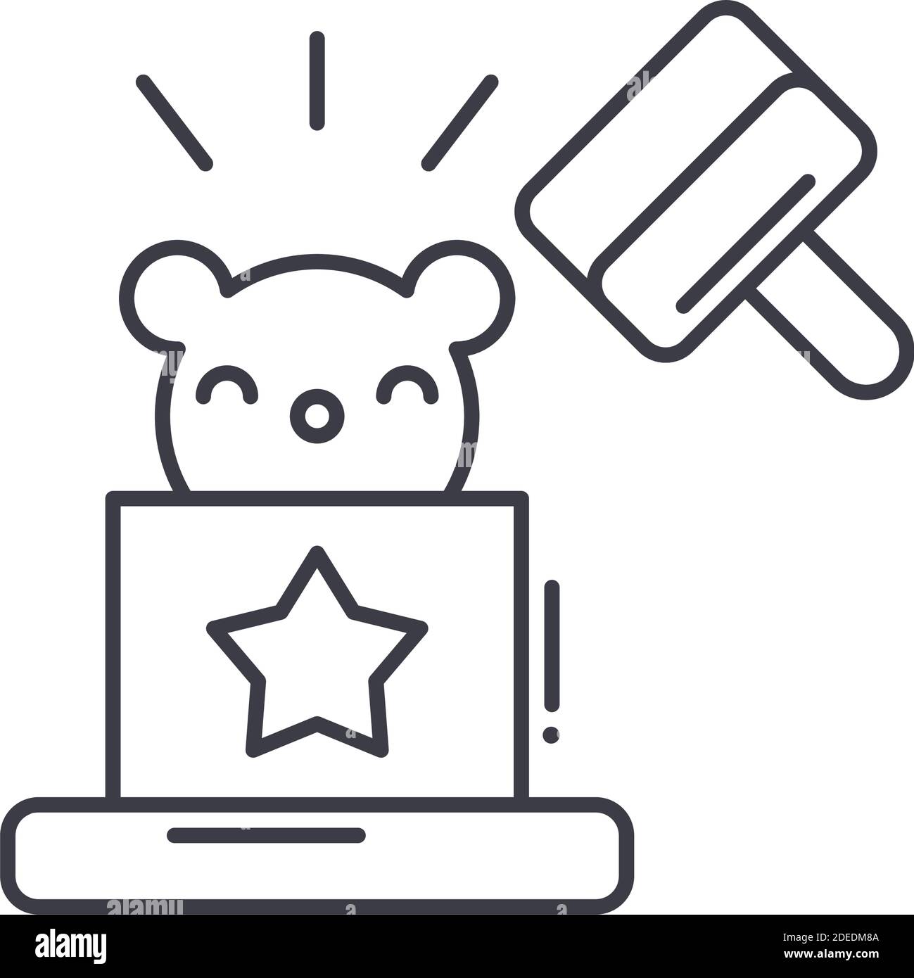 Hit the mole icon, linear isolated illustration, thin line vector, web ...