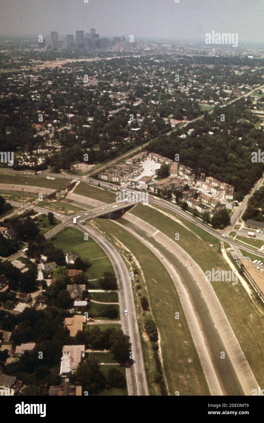 1970s Photo (1973) - Outside Houston - city skyline in background Stock ...