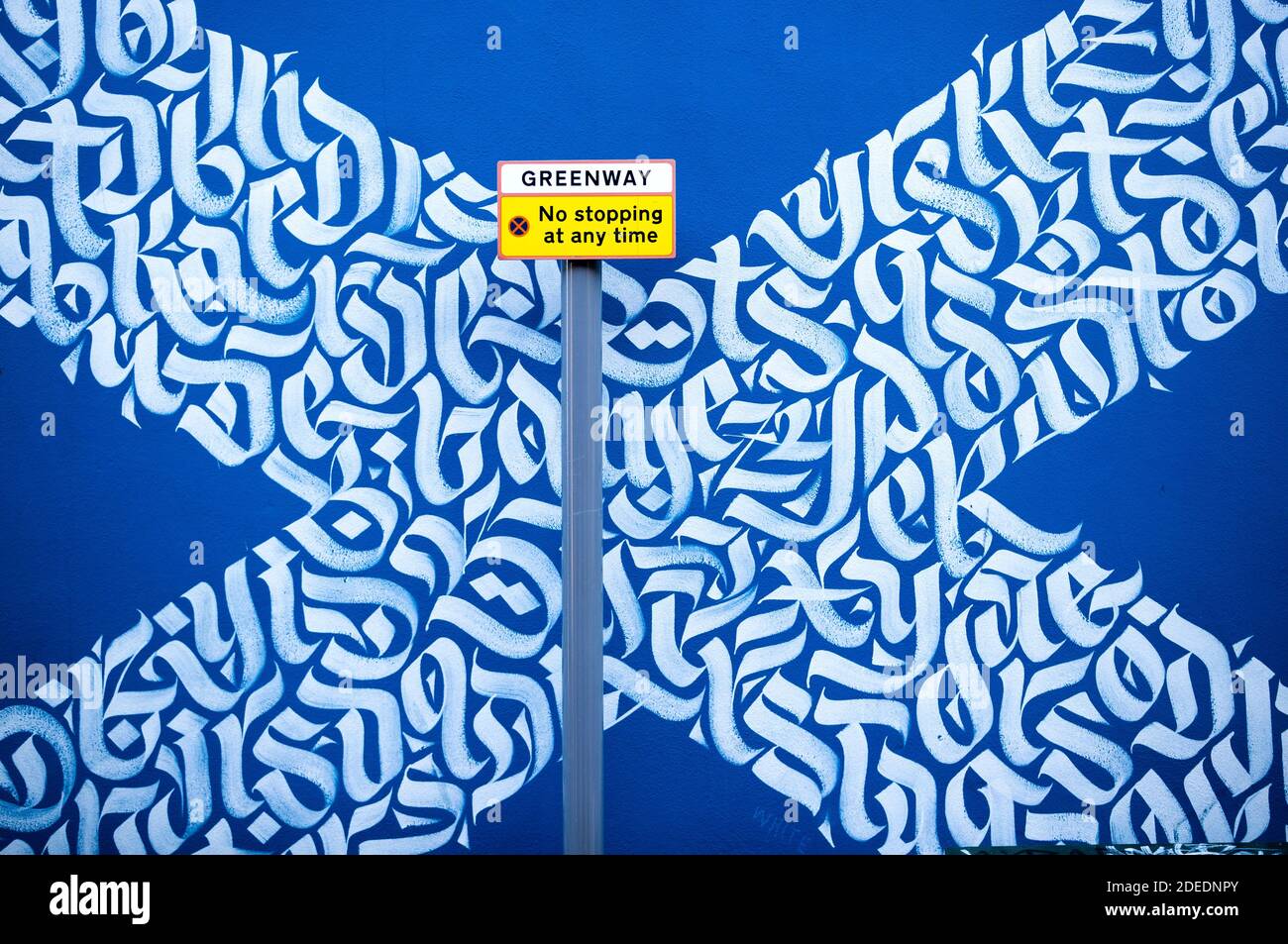 Part of a mural depicting a Saltire design in Leith, Edinburgh on St ...