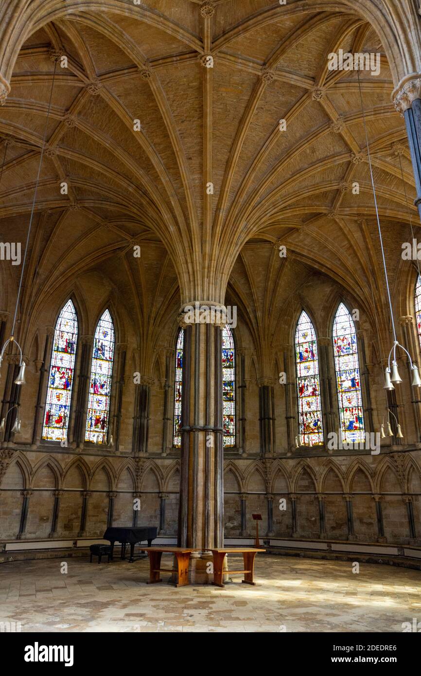 View inside the stunning Chapter House, part of Lincoln Cathedral ...