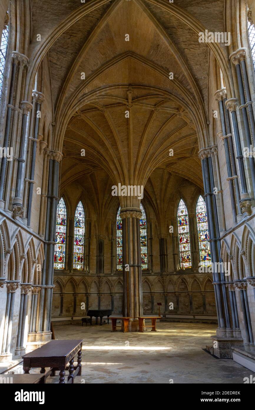 View inside the stunning Chapter House, part of Lincoln Cathedral ...
