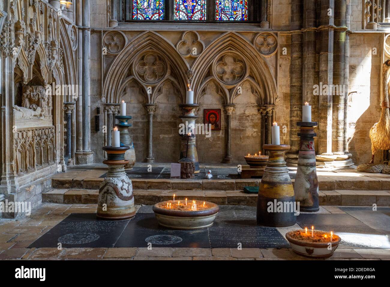 Small corner altar dedicated to St Hugh of Lincoln Swan, inside Lincoln ...