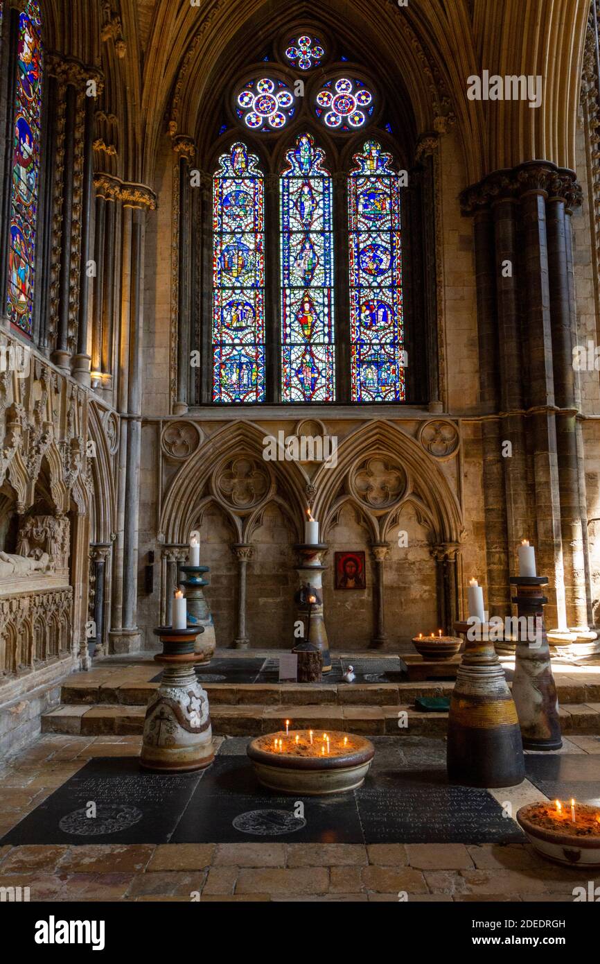 Small corner altar dedicated to St Hugh of Lincoln Swan, inside Lincoln ...