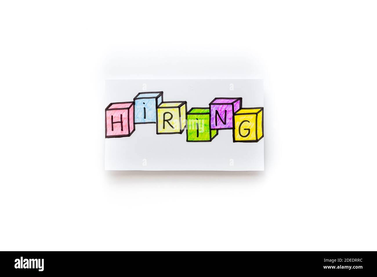 Hiring - job recruting concept. Word Hiring on paper banner, top view ...