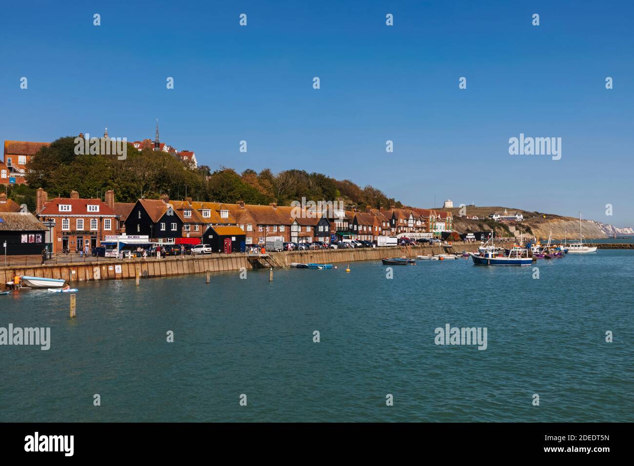 England, Kent, Folkestone, Folkestone Harbour and Waterfront Skyline ...