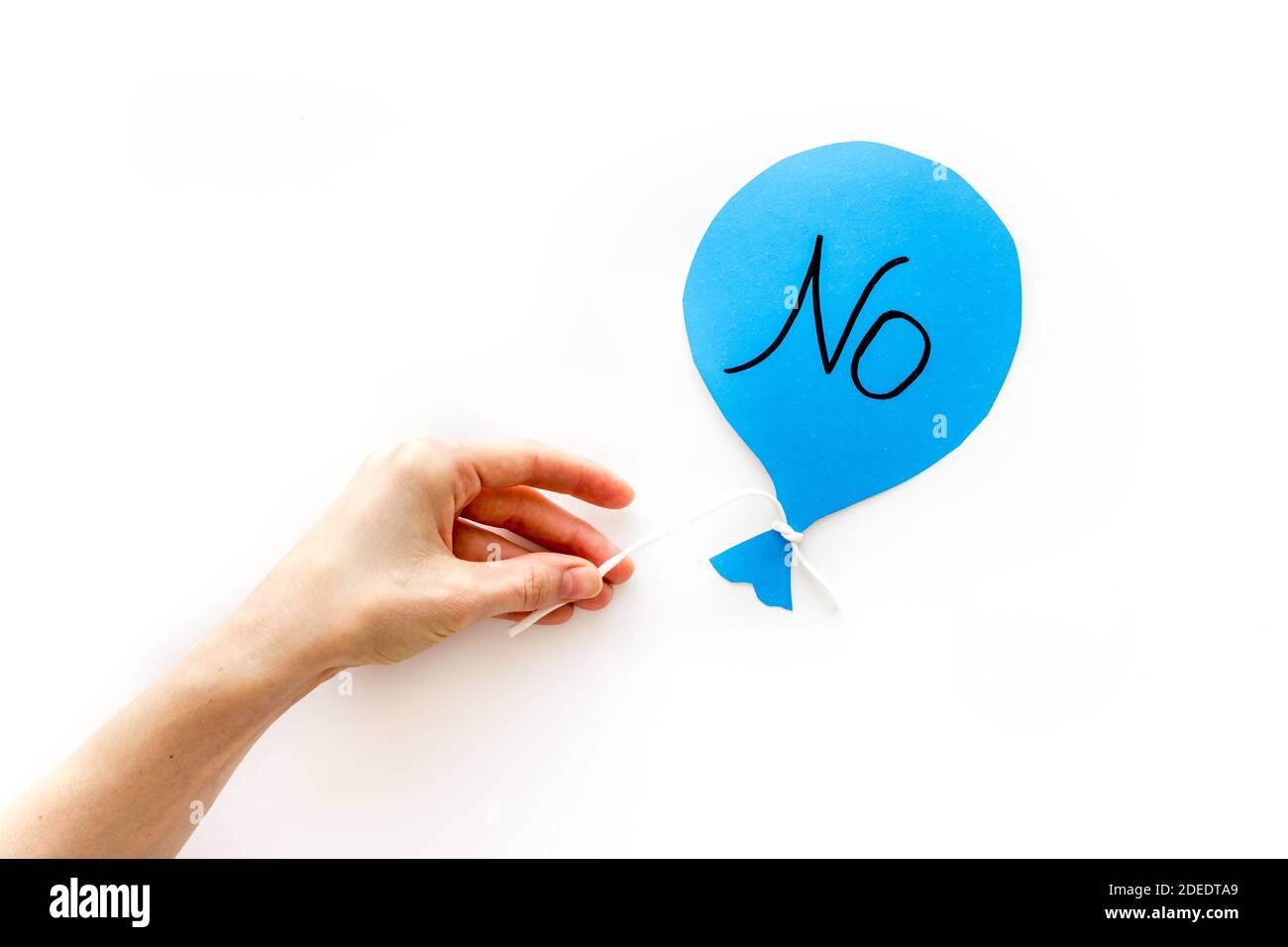 No rejection - decision concept. Word No on paper banner, top view ...