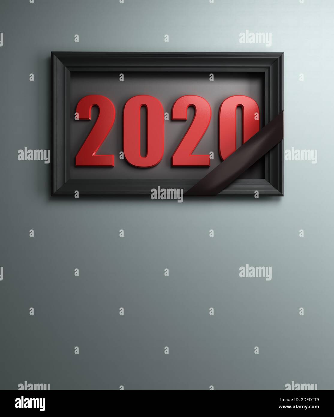 2020 end concept mourning and sorrow 3d render on darck background ...