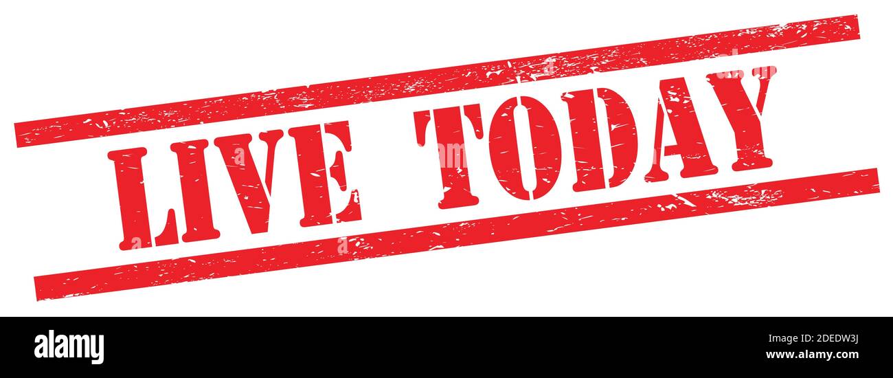LIVE TODAY text on red grungy rectangle vintage stamp Stock Photo - Alamy