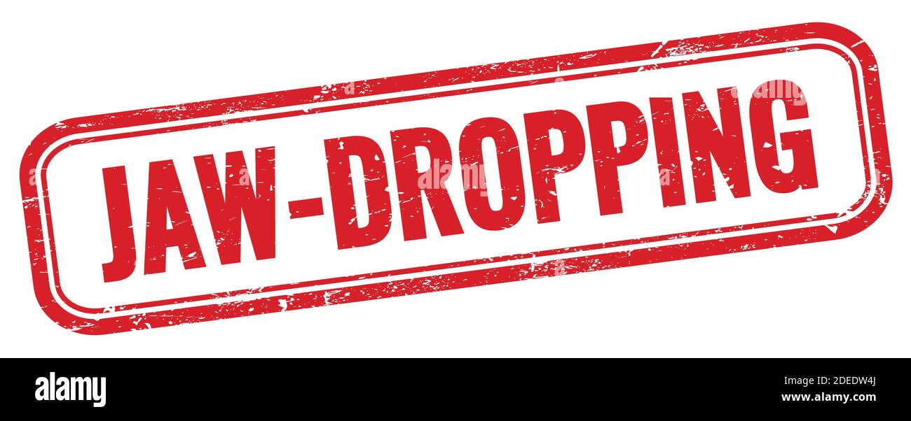 JAW-DROPPING text on red grungy vintage rectangle stamp Stock Photo - Alamy