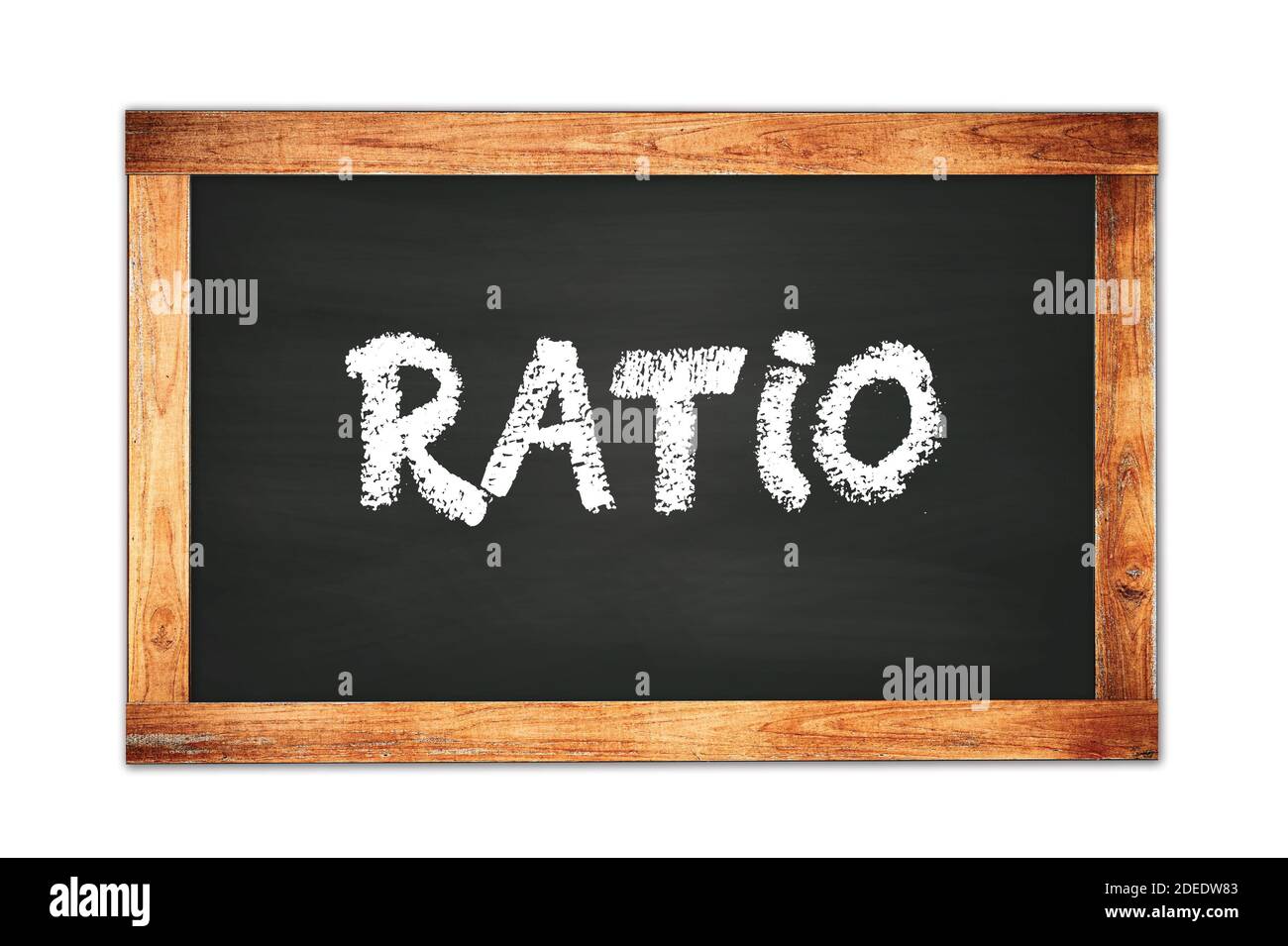 RATIO text written on black wooden frame school blackboard Stock Photo ...