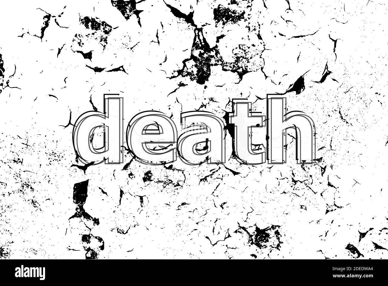Text Death. Social concept . Painted word on white black vintage old ...
