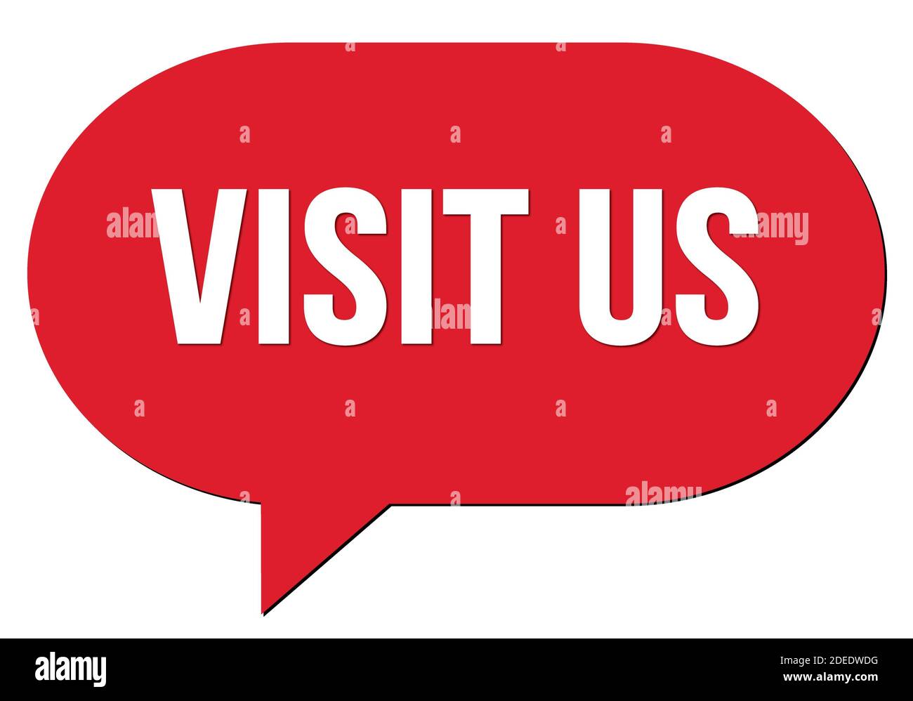 VISIT US text written in a red speech bubble stamp Stock Photo - Alamy
