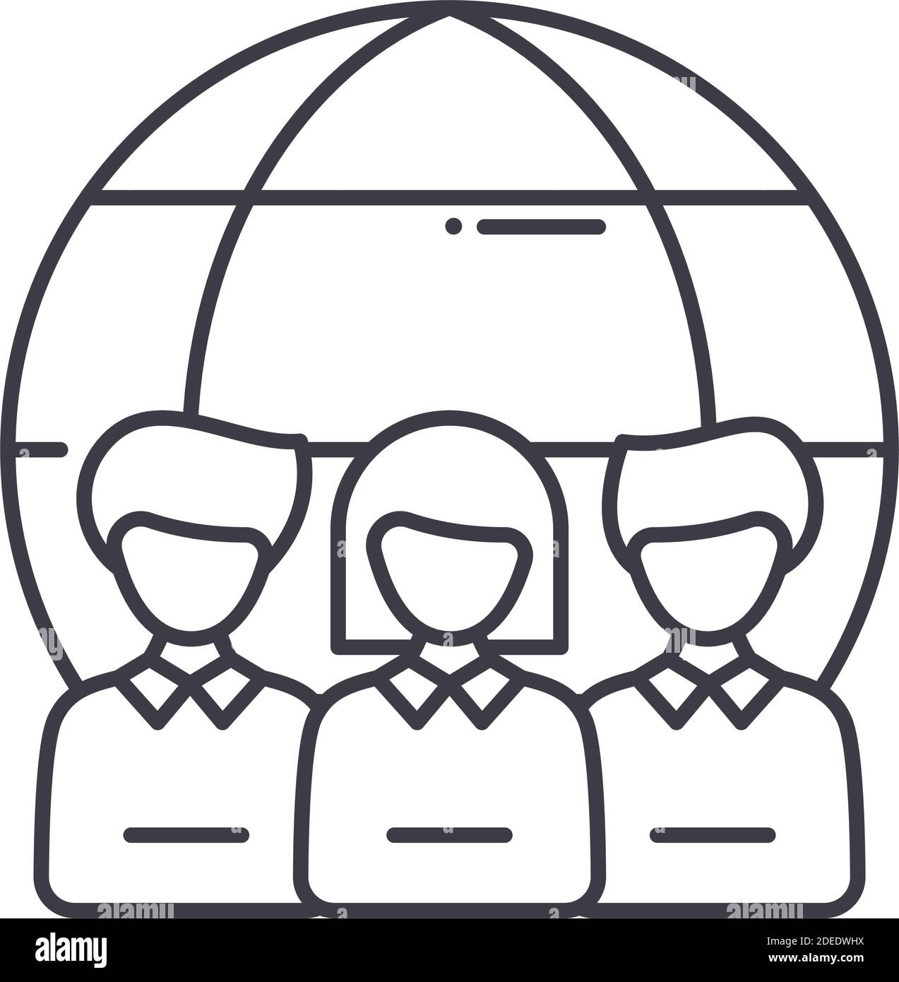 Global team icon, linear isolated illustration, thin line vector, web ...