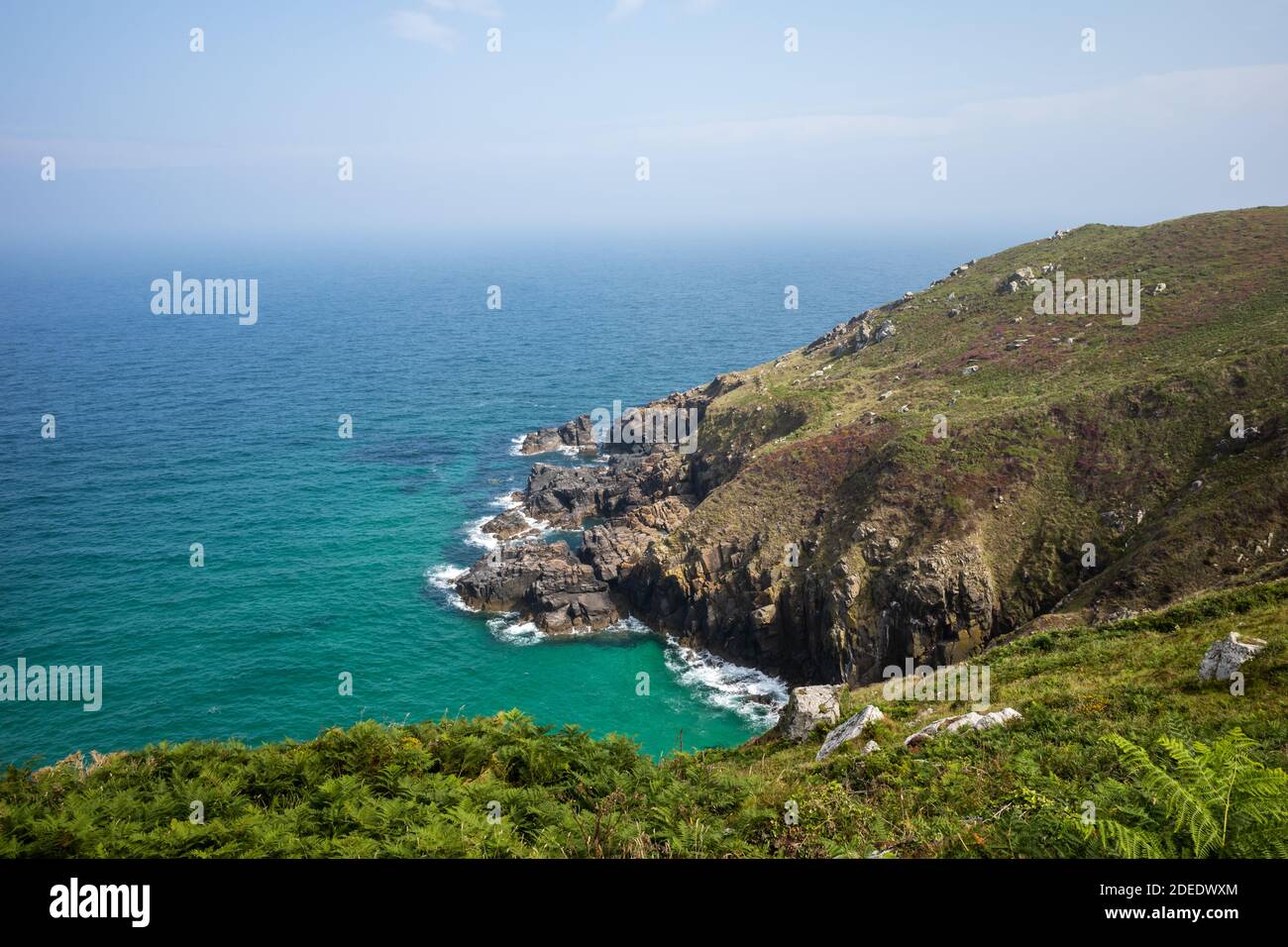 Cornwall, UK - Seaview along the Cornish coast path. Between St. Ives ...