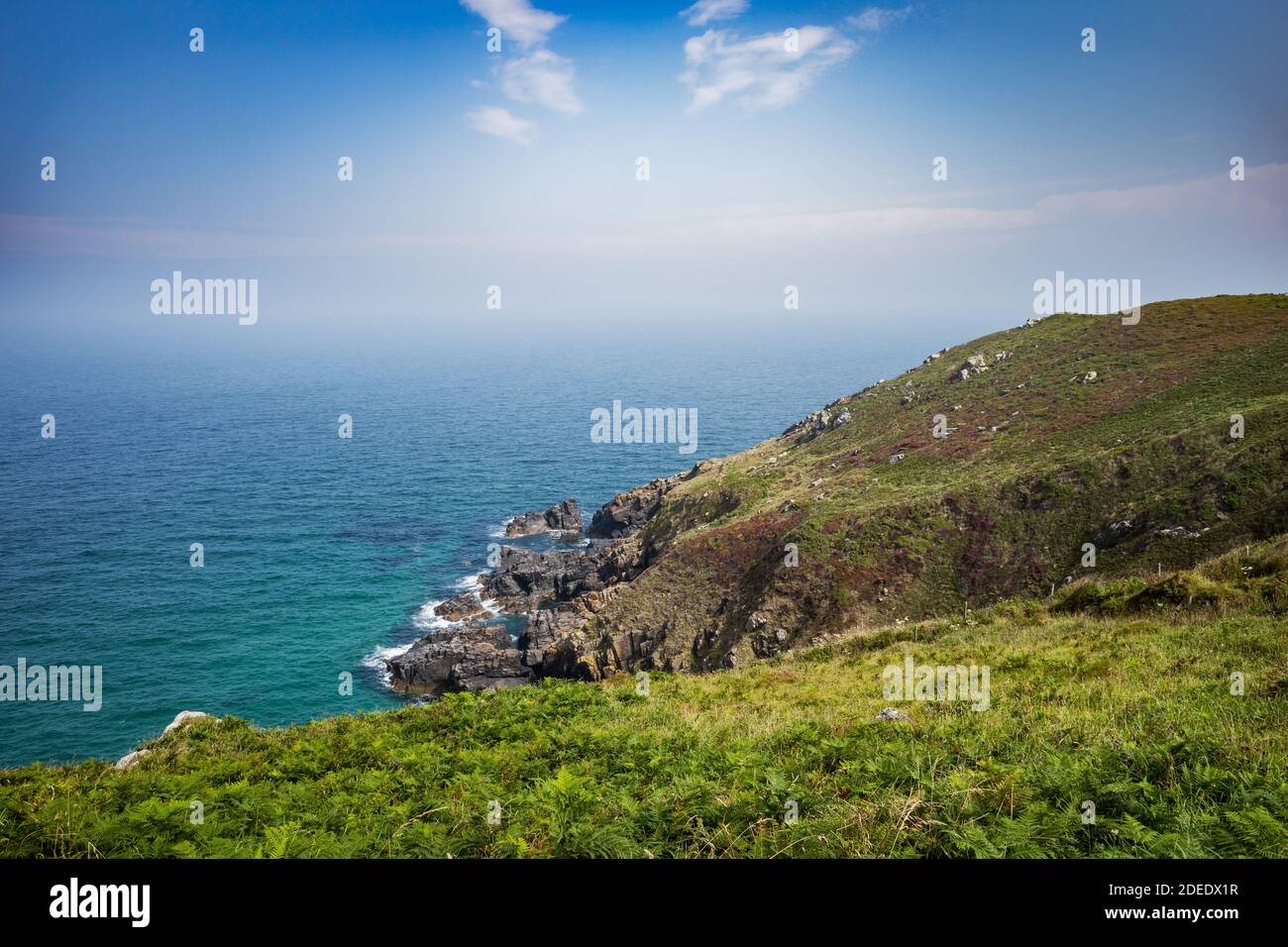 Cornwall, UK. Seaview along the coastal path. Between St. Ives and ...