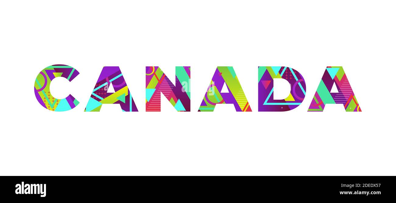 The word CANADA concept written in colorful retro shapes and colors ...