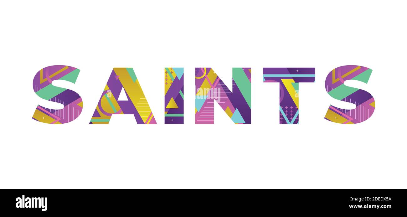 The word SAINTS concept written in colorful retro shapes and colors ...