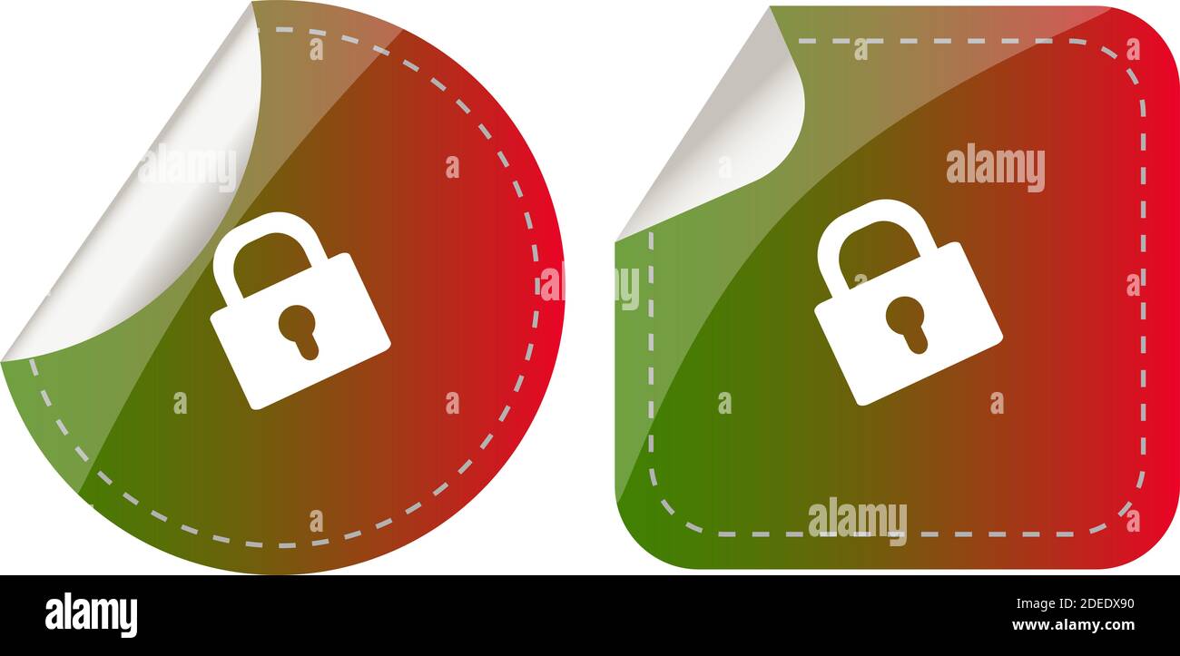 stickers set isolated on white with padlock, security concept Stock ...