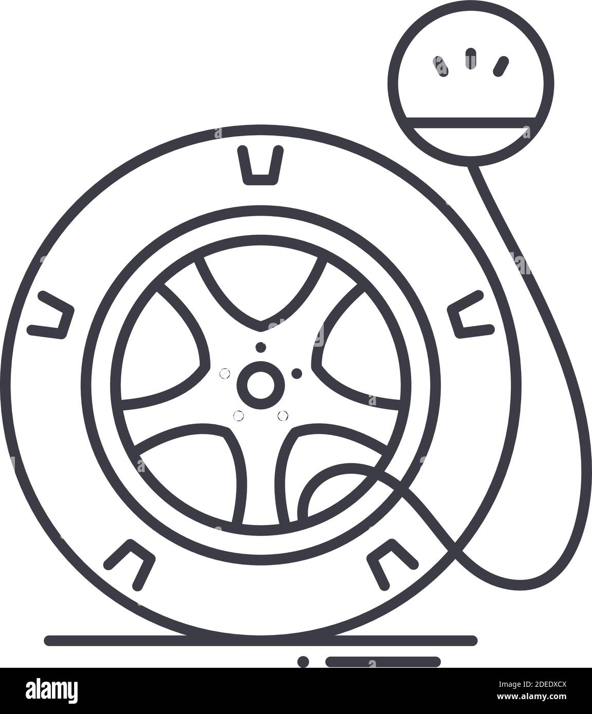 Inflate tire icon, linear isolated illustration, thin line vector, web ...
