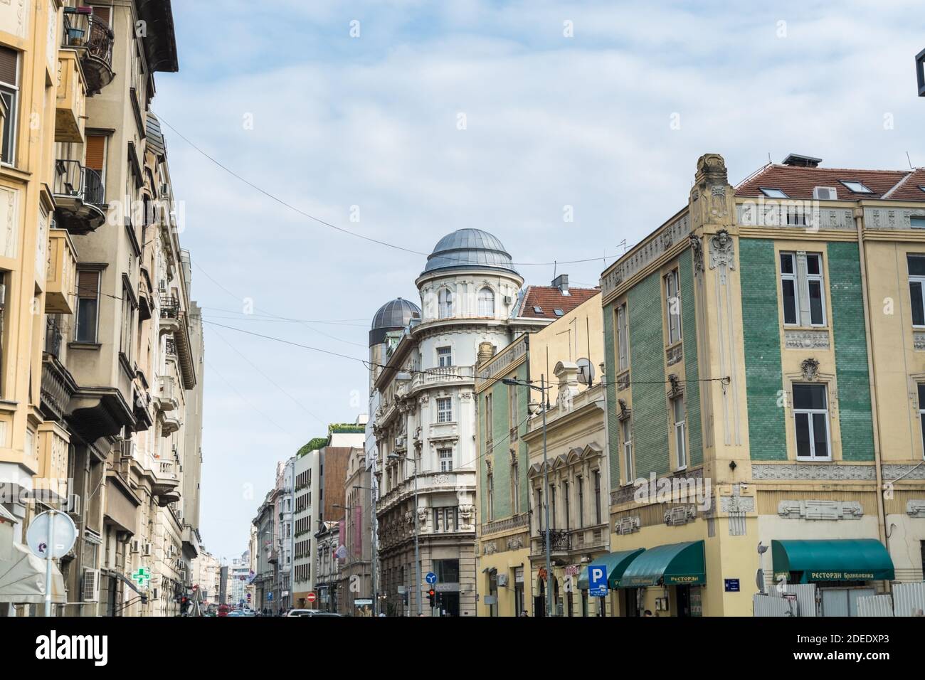 Street view with modern buildings of Belgrade,Serbia Stock Photo - Alamy