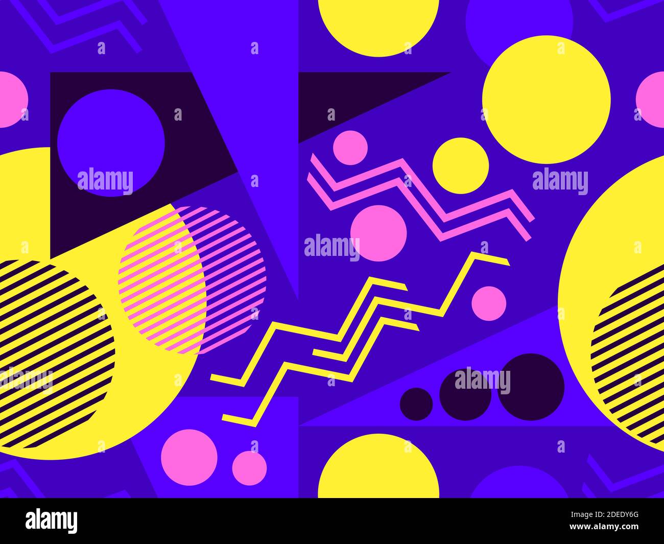 Seamless pattern with geometric shapes in the style of the 80s. Multi ...