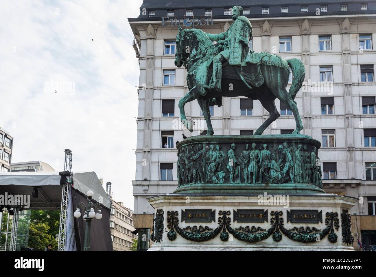 Statue of Prince Mihailo at Square of the Republic in Belgrade, Serbia ...