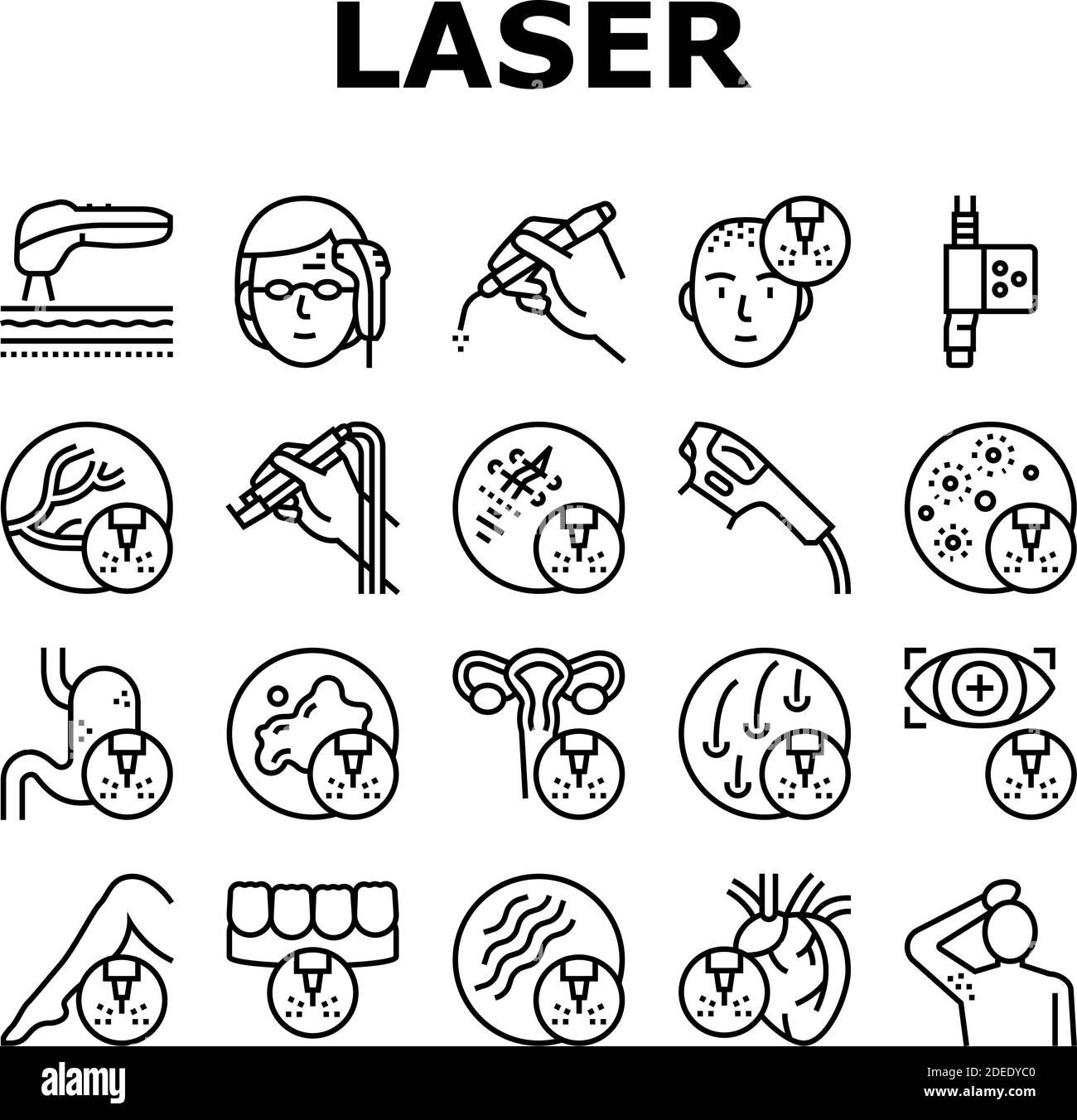 Laser Therapy Service Collection Icons Set Vector Stock Vector Image ...