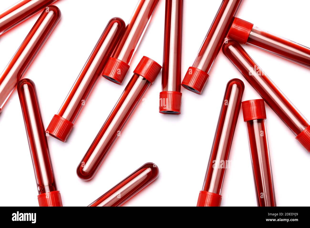 Blood test tube with red plug isolated on white background Stock Photo ...