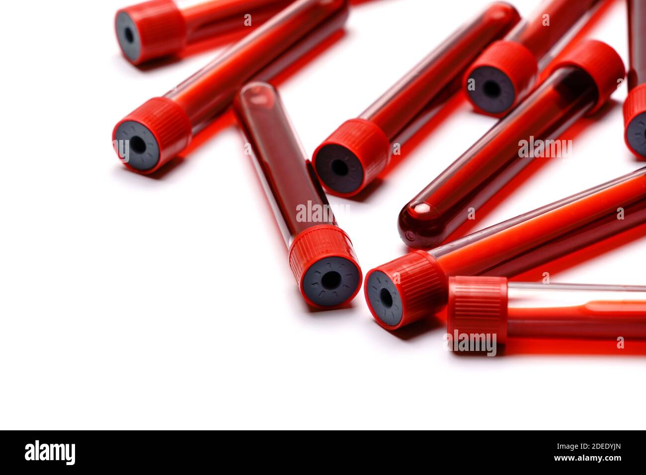 Blood test tube with red plug isolated on white background Stock Photo ...