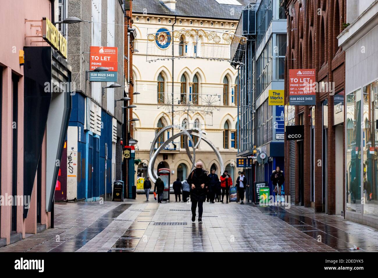 People walking along Castle Lane in Belfast Stock Photo - Alamy