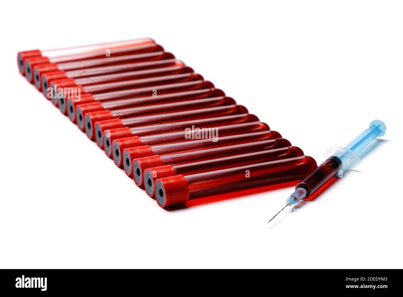 Blood test tube with red plug isolated on white background Stock Photo ...